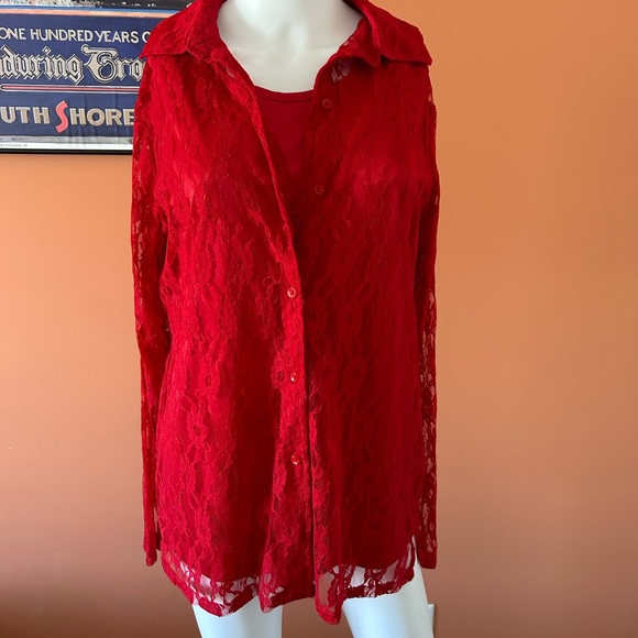 Cw Classics | Tops | Vintage Cw Classics Crimson Tank And Lacy Blouse ...